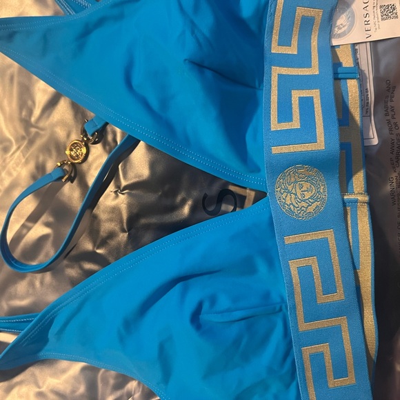 Versace | Swim | Versace Blue Bikini With Gold Accents | Poshmark